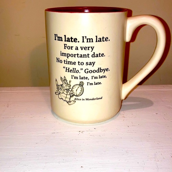 Disney | Kitchen | Alice In Wonderland Disney White Rabbit Im Late Mug ...